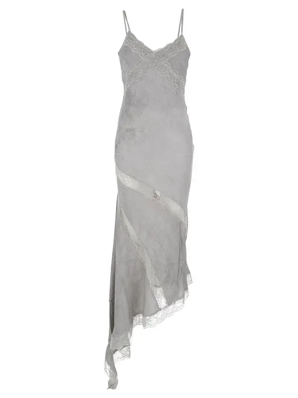 Andamane Rosetta" Long Dress With Thin Straps And Asymmetrical Design - Multicolor