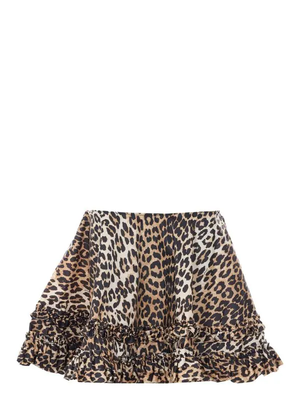 GANNI Printed Duchesse Gathered Skirt - Cream