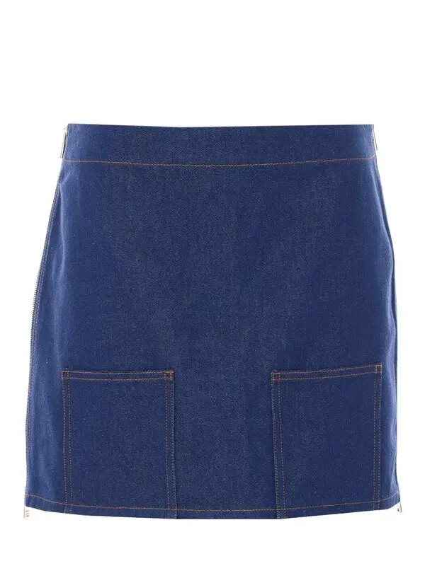 Fendi Ff Motif Denim A-line Skirt - Blue