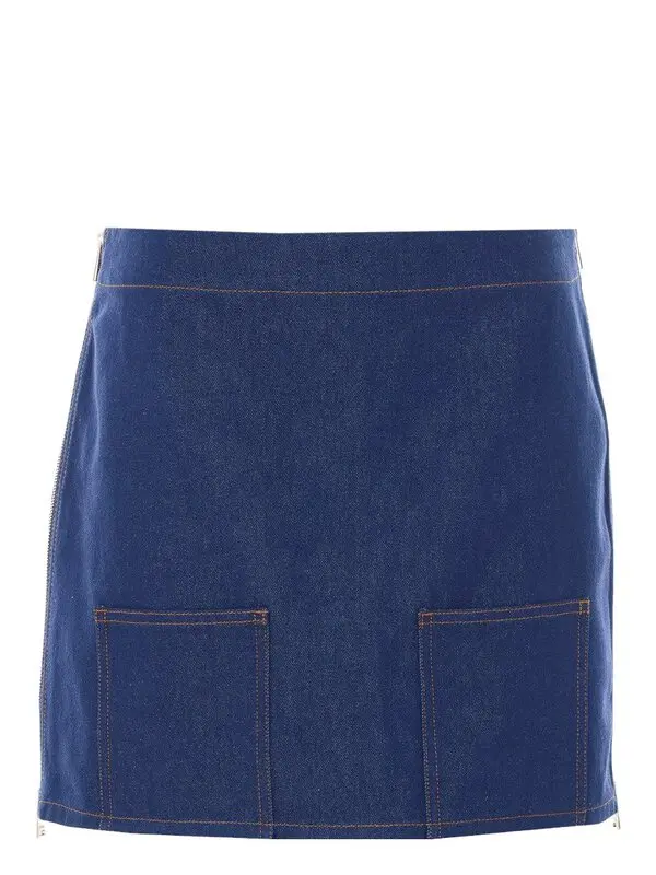 Fendi Ff Motif Denim A-line Skirt - Blue