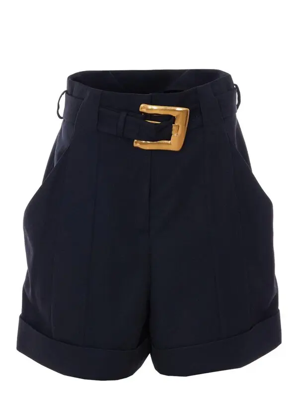 Balmain Grain De Poudre Belted High-waist Hotpants - Black