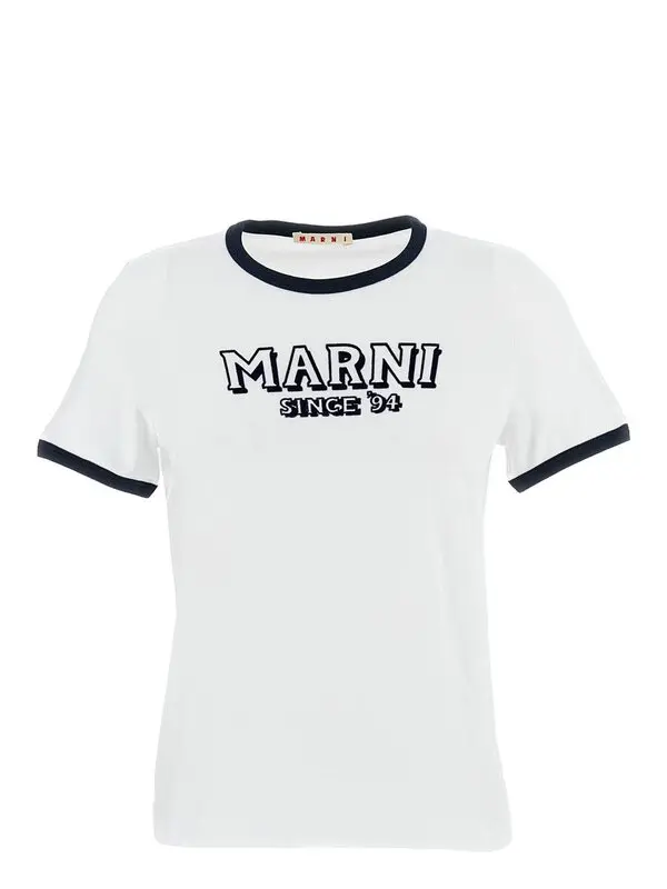 Marni Short Sleeve T-shirt With Embossed Logo - Multicolor