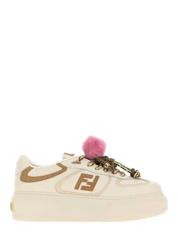 Fendi Leather Match Sneakers With Embellished Laces - Multicolor