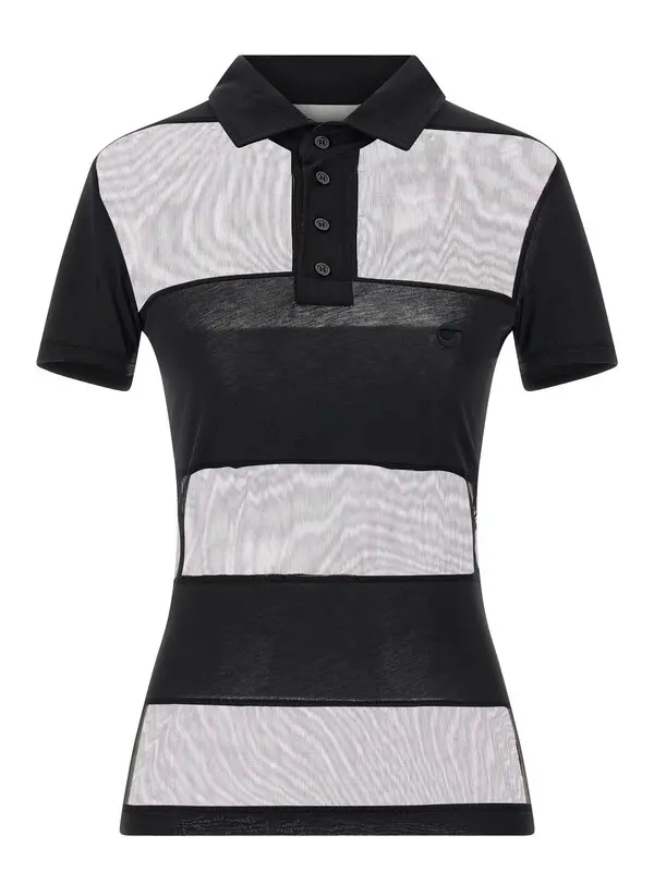 Coperni Sheer Striped Polo Shirt - Black