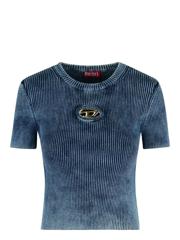 DIESEL® Oval D" Logo Ribbed T-shirt - Blue