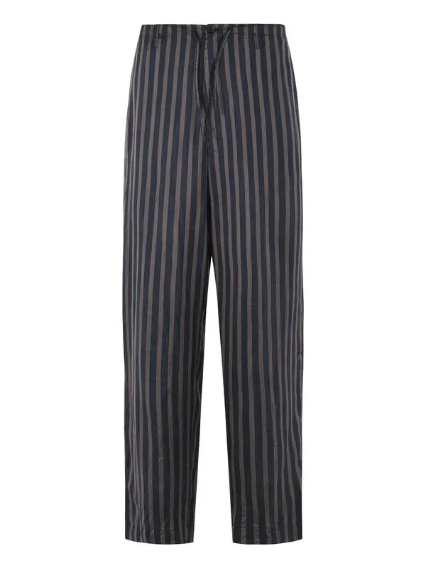 Dries Van Noten Penny" Navy Cupro Vertical Stripe Pants - Blue