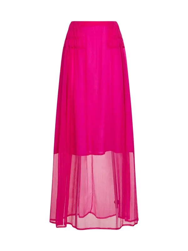 Dries Van Noten Silk Muslin Long Ruffled Skirt - Multicolor