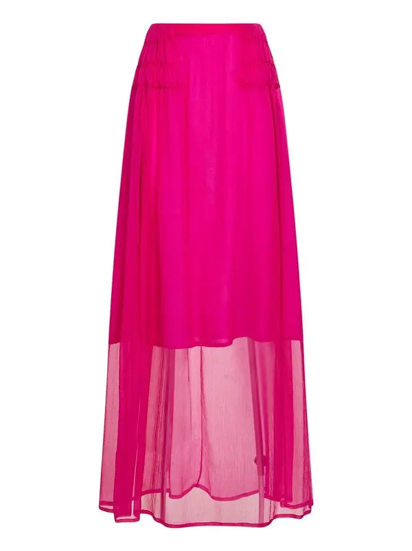 Dries Van Noten Silk Muslin Long Ruffled Skirt - Multicolor