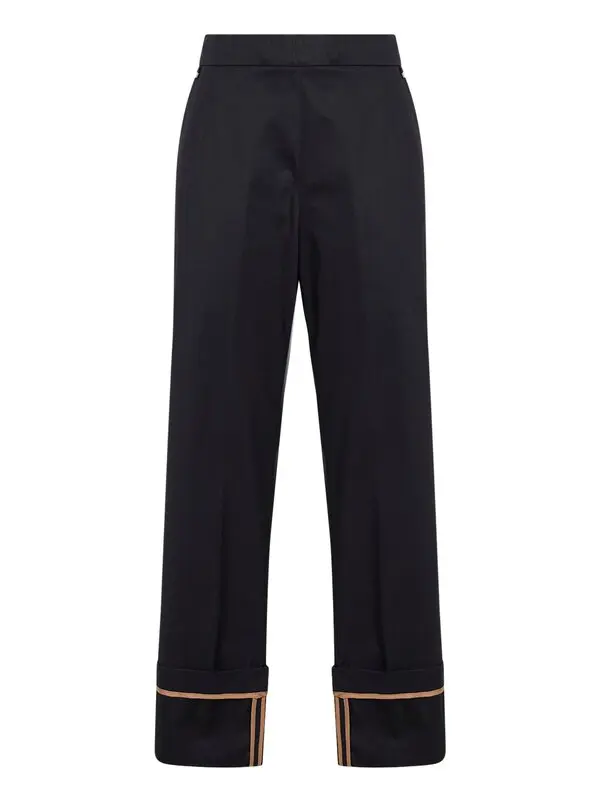 Herno Blue Cotton Gabardine Trousers With Turn-up Hems - Multicolor