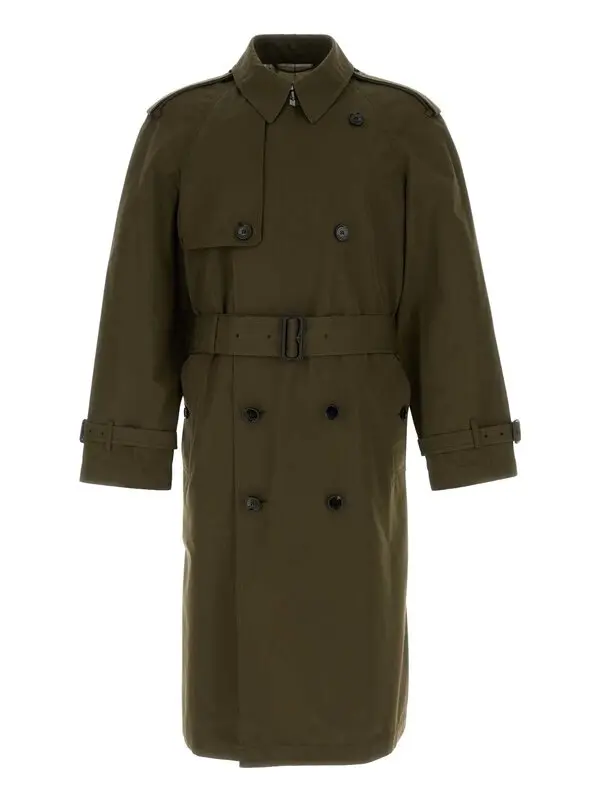 Burberry Olive Cotton Trench Coat - Green
