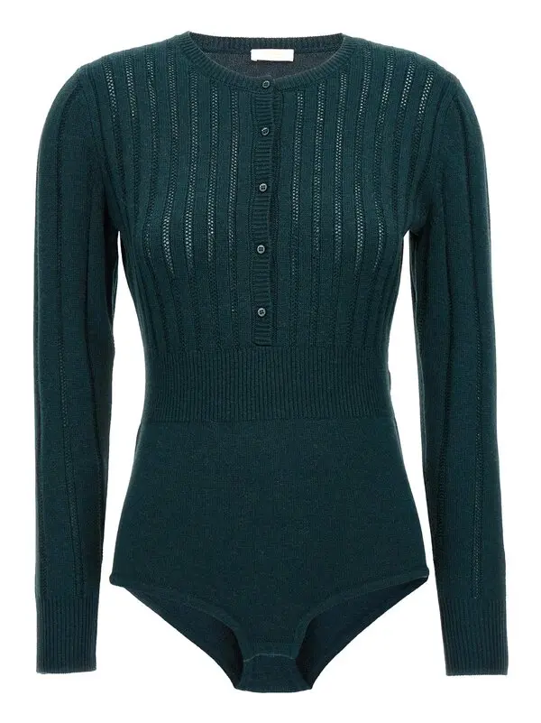 ERES Tralala Luxe Wool And Cashmere Knit Bodysuit - Green