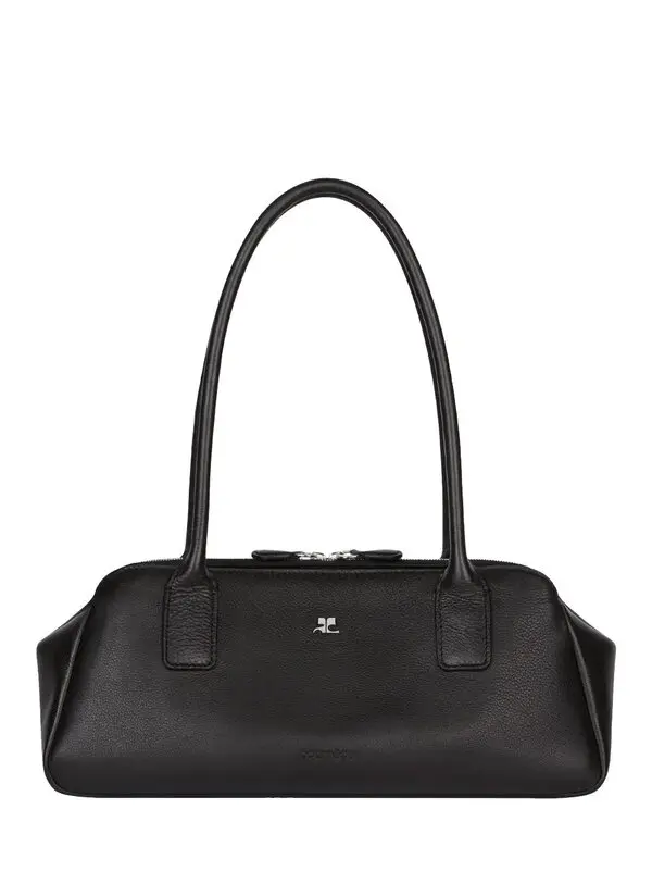 COURREGES Calf Leather Bag With Top Handles - Black