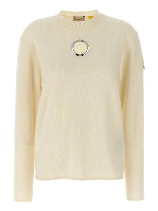 Moncler X Willow Smith Wool Cashmere Sweater With Metal Eyelet Detail - White