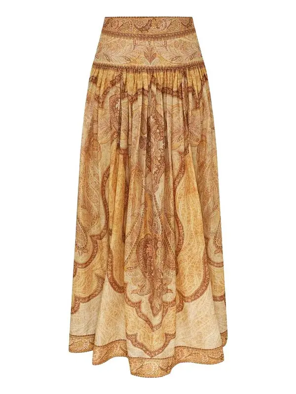 Zimmermann Wanderlust Flared Paisley Maxi Skirt - Multicolor
