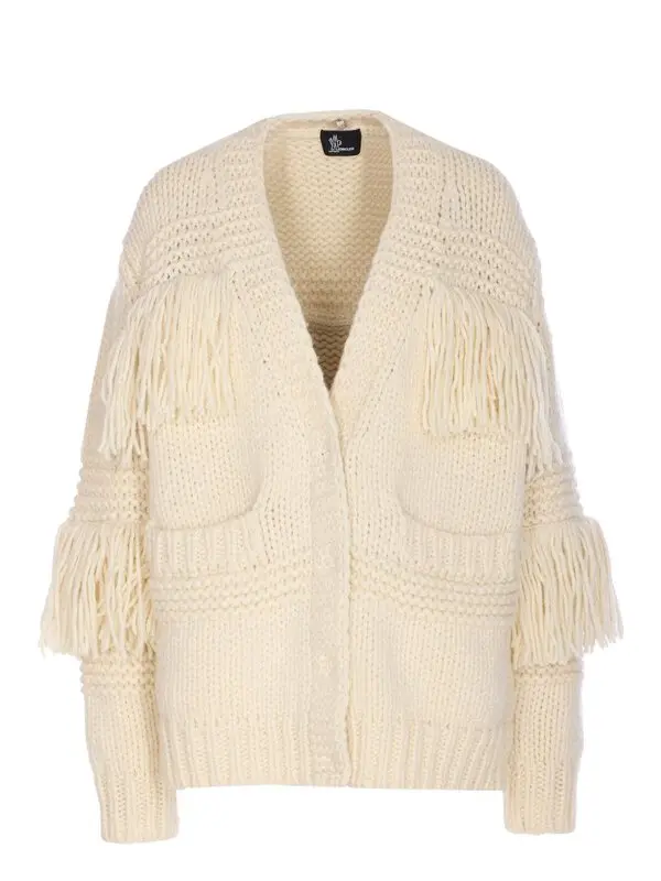 Moncler Logo Knit Cardigan - White