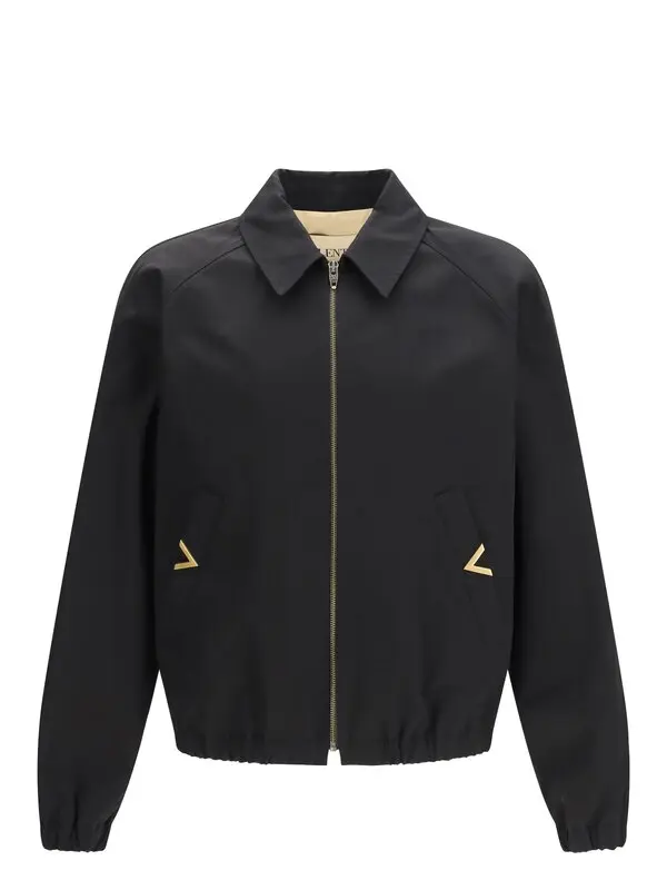 Valentino Garavani Collared Zip-up Jacket - Black