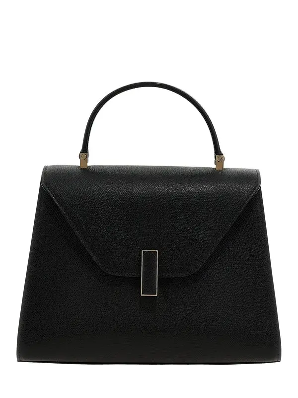 VALEXTRA Iside Medium Handbag In Calfskin Leather With Adjustable Shoulder Strap - Black