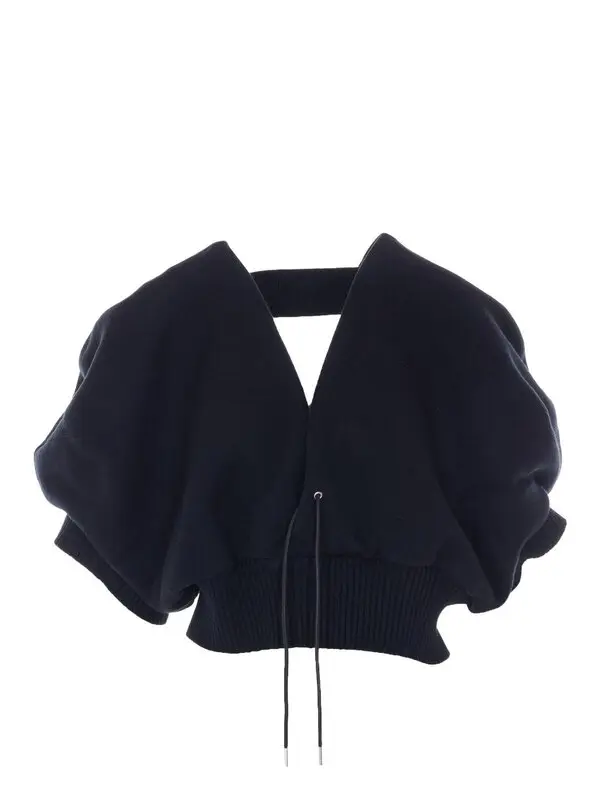 Sacai Knit Pullover With Puffed Sleeves - Black