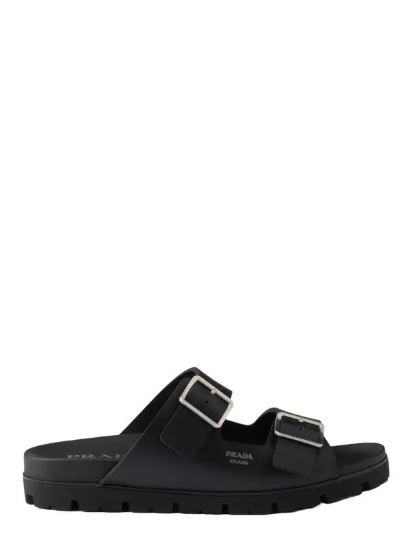 Prada Double-strap Buckle Sandals - Black