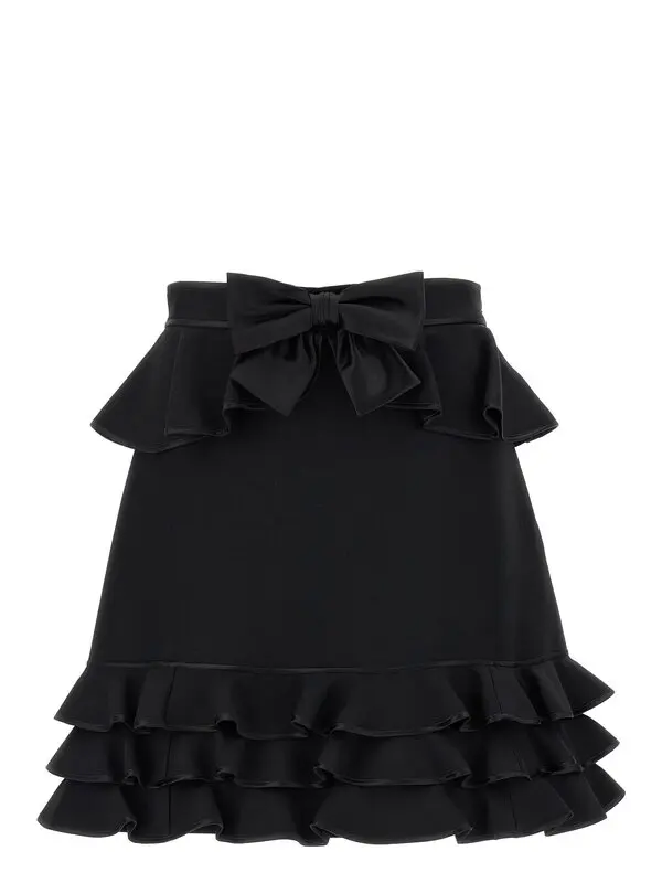 Valentino Garavani Crepe Couture Mini Skirt With Ruffles And Bow Detail - Black