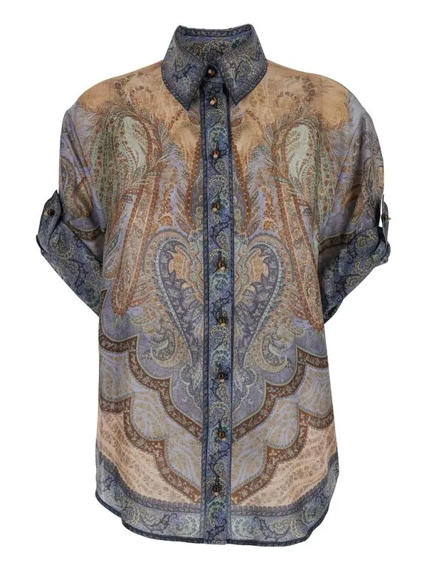 Zimmermann Wanderlust' Silk Shirt With Classic Collar - Multicolor