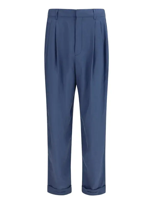 Saint Laurent Tailored Carrot-cut Pants With Habutai Silk Belt - Blue