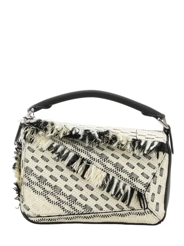 Loewe Two-tone Fabric Puzzle Handbag With Fringe Detail - Multicolor