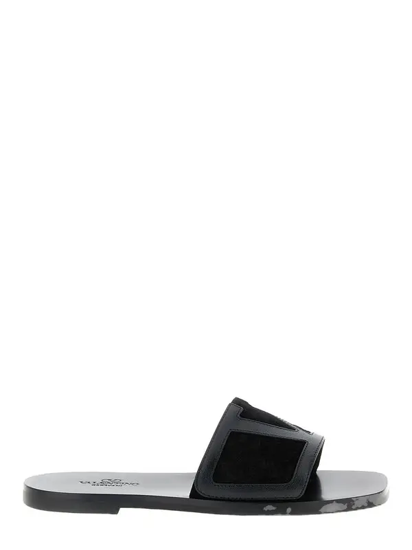Valentino Garavani Viva Superstar Nappa And Suede Slides - Black