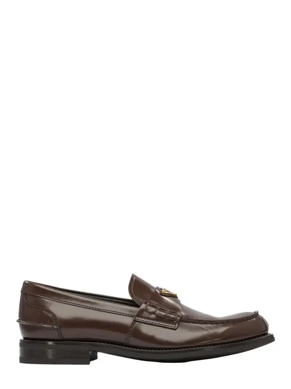 Prada Calf Leather Loafers With Enamel Triangle Logo - Multicolor