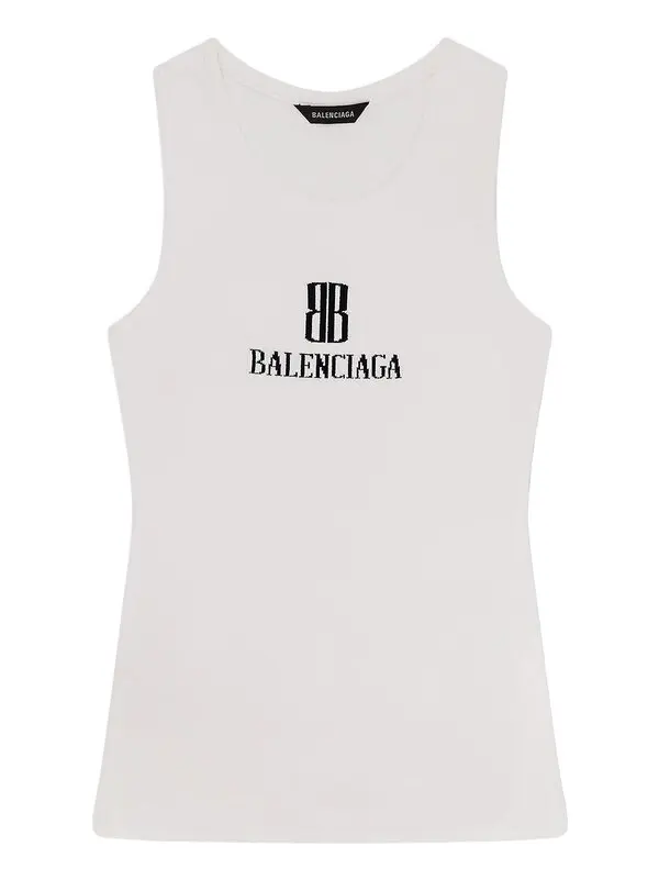 Balenciaga Ribbed Viscose Blend Tank Top - Multicolor