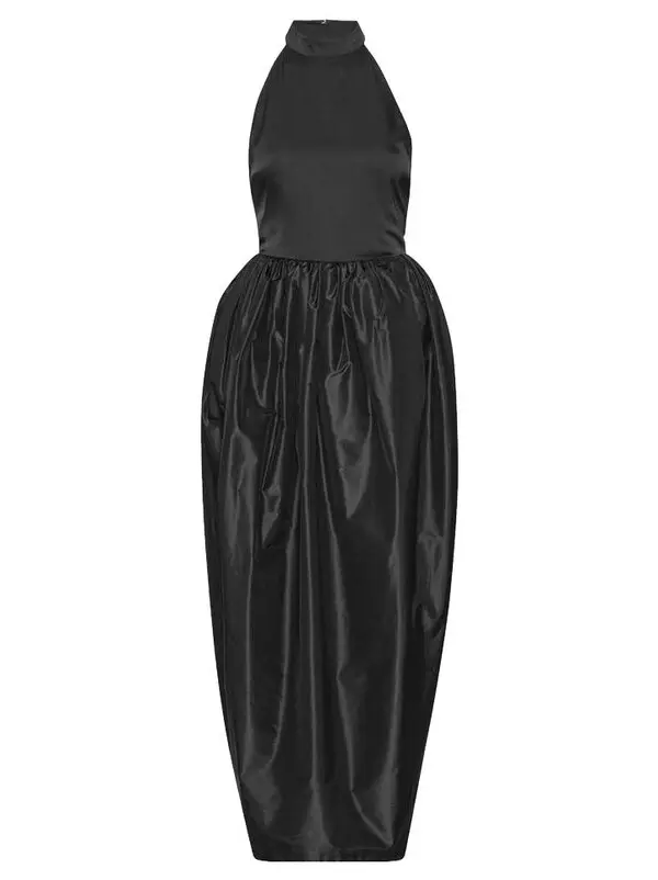 ROTATE BY BIRGER CHRISTENSEN Knit Maxi Dress With Ruffled Hem - Black