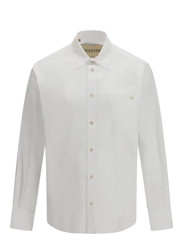 Valentino Garavani Light Cotton Oxford Shirt With Vgold - White
