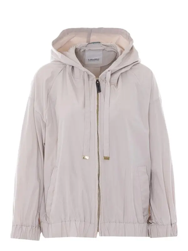 Max Mara Hooded Raincoat With Frontal Zip - Cream