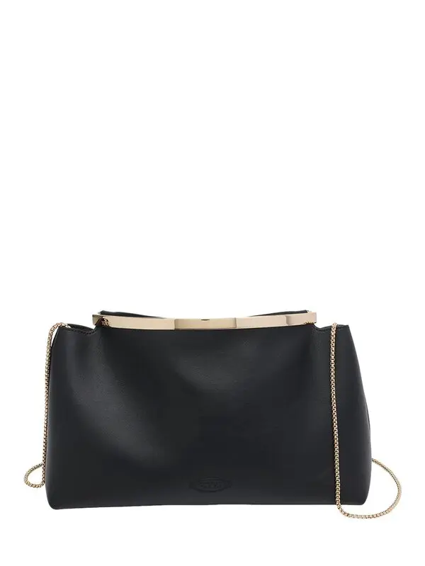 TOD'S Leather Clutch With Chain Strap - Black