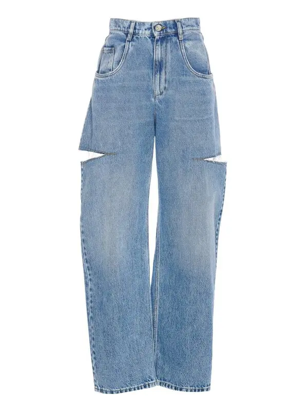 MAISON MARGIELA Cut-out Distressed Baggy Fit Jeans - Blue