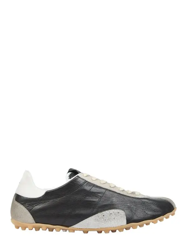 MAISON MARGIELA Vintage Finish Suede And Leather Sneakers - Black