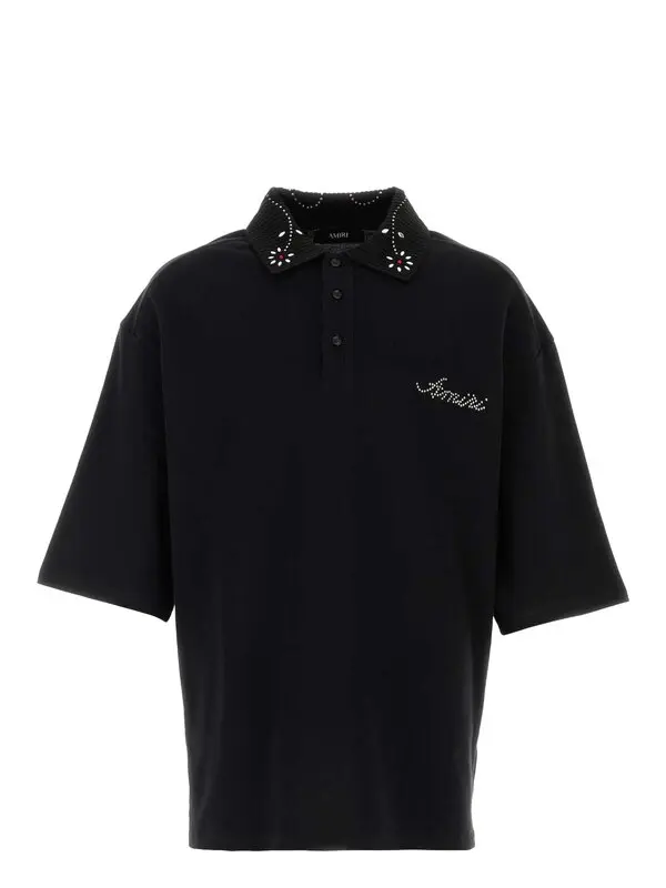 Amiri Piquet Polo Shirt - Black