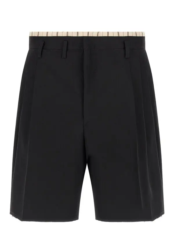 MAISON MARGIELA Wool Bermuda Shorts With Striped Lining Insert - Black