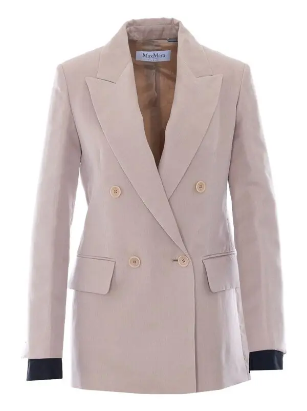 Max Mara Double-breasted Notch Lapel Jacket - Cream