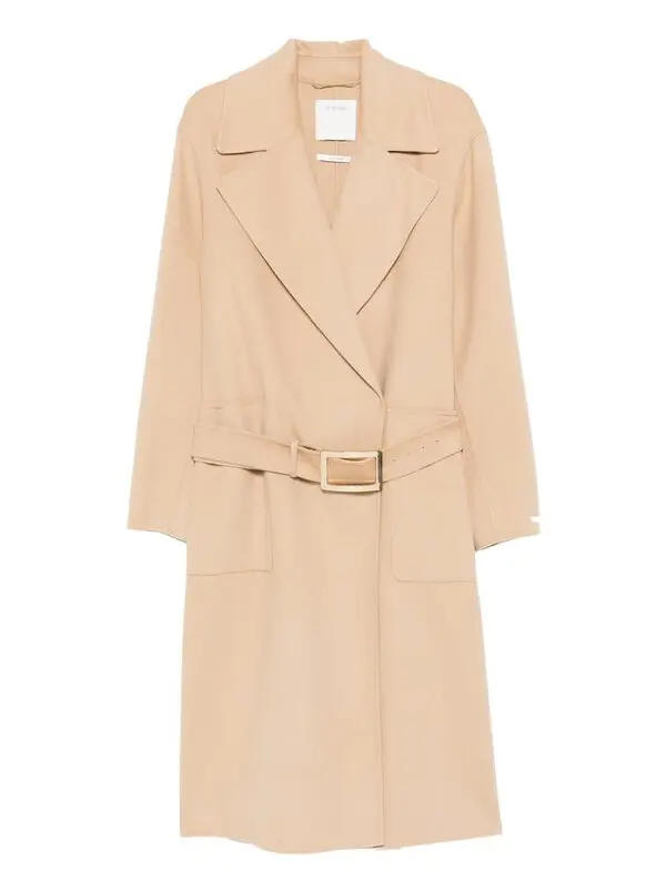 Sportmax Double Breasted Belted Coat - Cream
