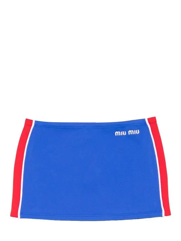 Miu Miu Straight Skirt With Side Stripe Detail - Blue