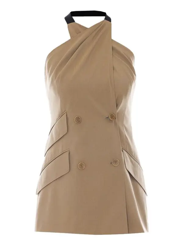 Max Mara Halter Neck Sleeveless Double-breasted Vest - Cream