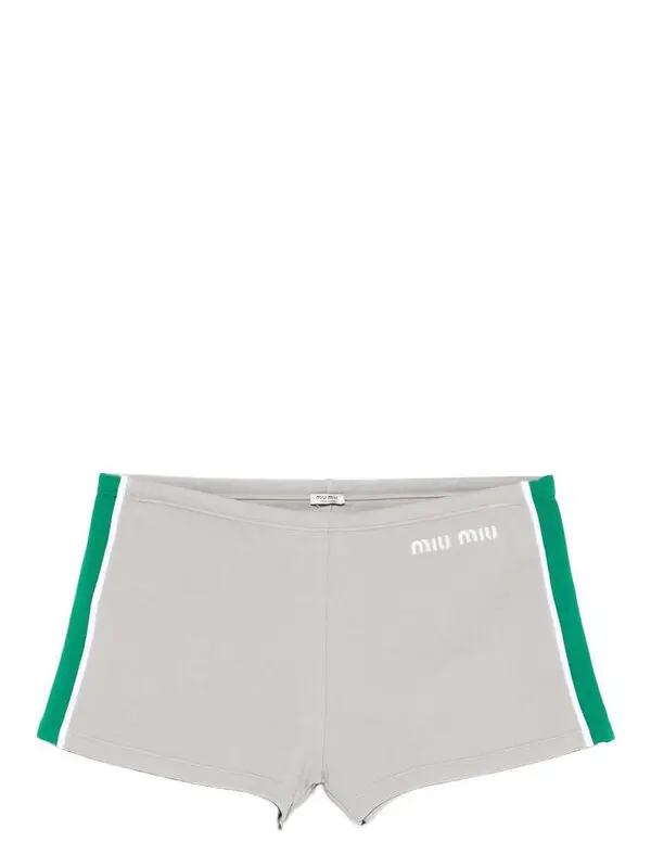 Miu Miu Grey Shorts With Contrast Trim - Gray