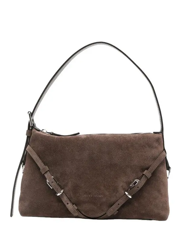 Givenchy Buckle-detail Suede Shoulder Bag - Brown