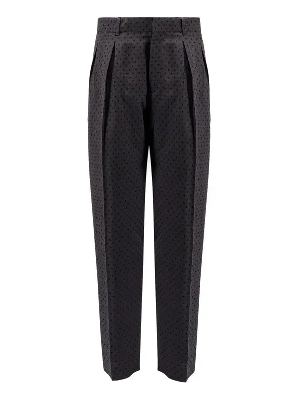 Dior Virgin Wool And Alpaca Jacquard Trousers With Polka Dots - Multicolor