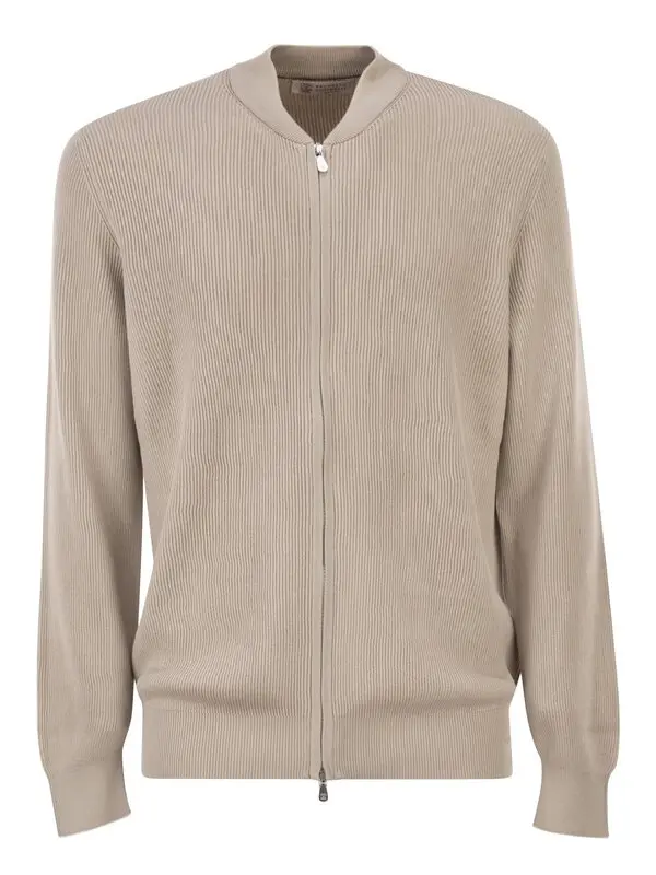 Brunello Cucinelli Cotton Zip-up Cardigan - Cream