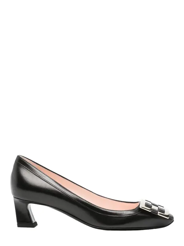 ROGER VIVIER Trompette Leather Pumps With Gold Tone Buckle - Multicolor
