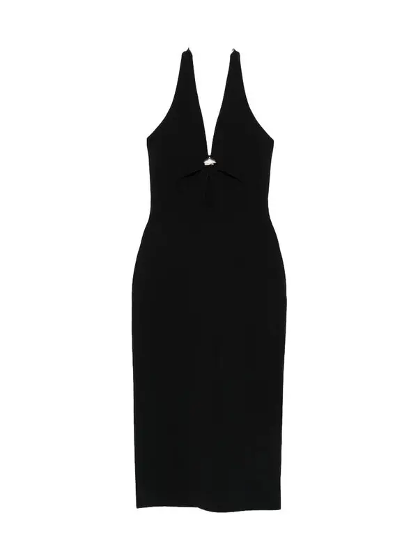 Cult Gaia Halterneck Midi Dress With Ring Detail And Cutout - Black