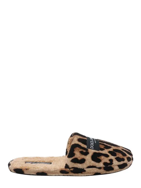 Dolce & Gabbana Dg Hotel Slippers With Animal Print - Brown