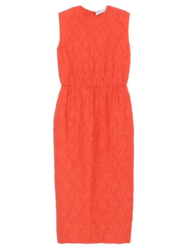 Harris Wharf London Sleeveless Midi Dress With Elasticated Waist - Multicolor